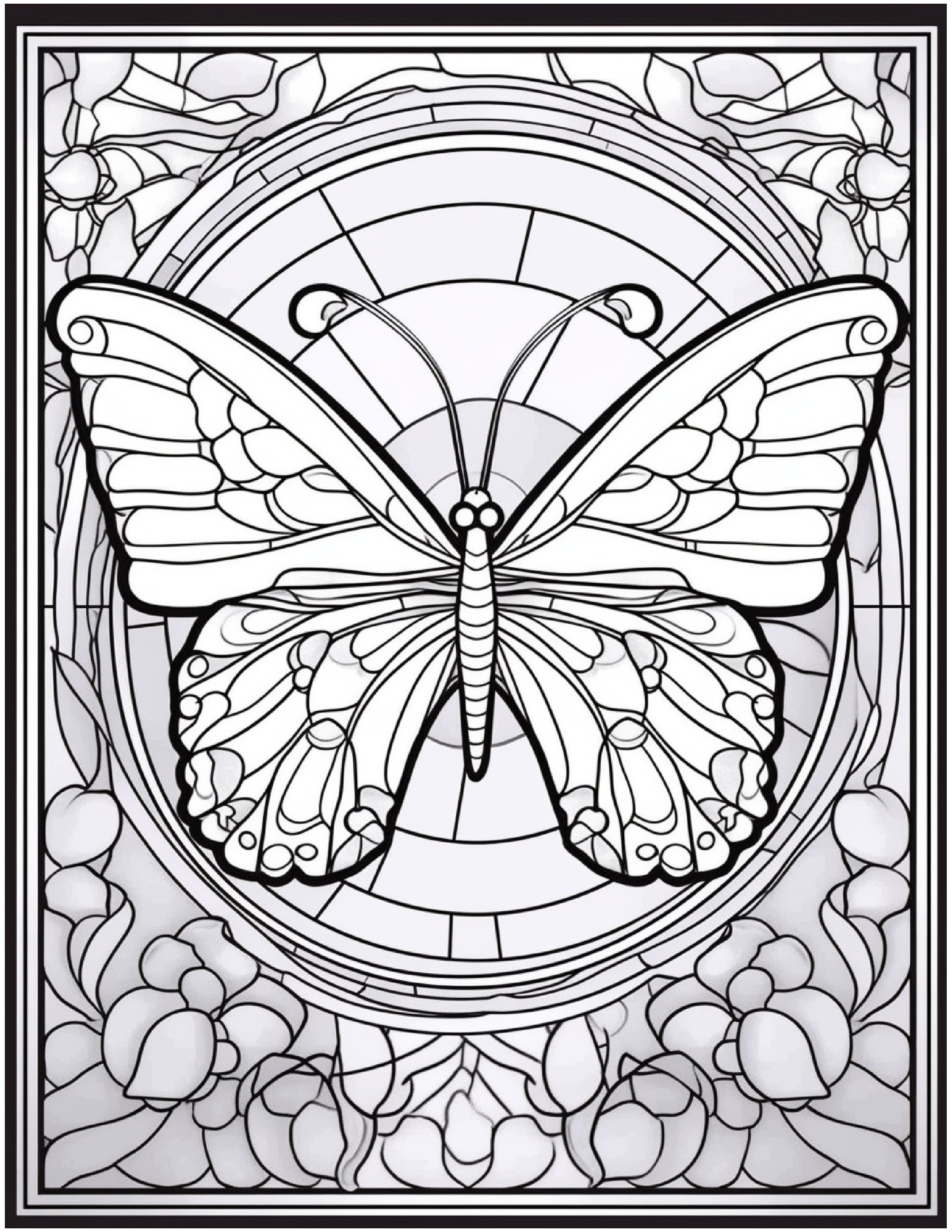 100 Stained Glass Butterflys Pages , Butterfly Coloring Book for Adults ...