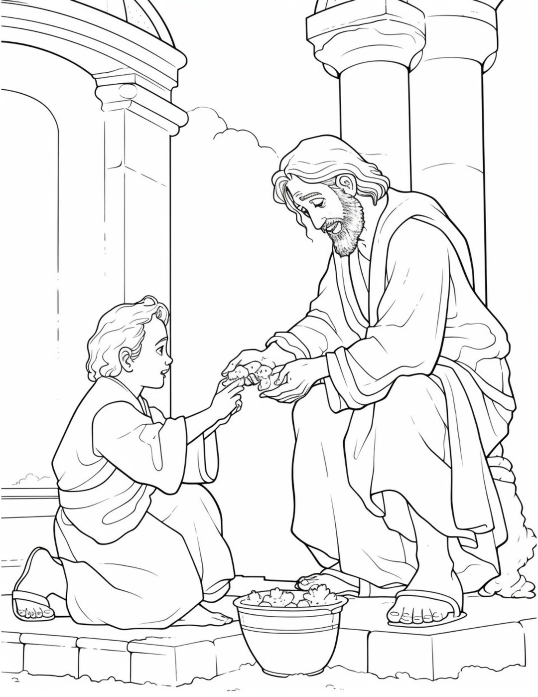 50 Bible Religious Scene Coloring Pages for Adults and Children ...