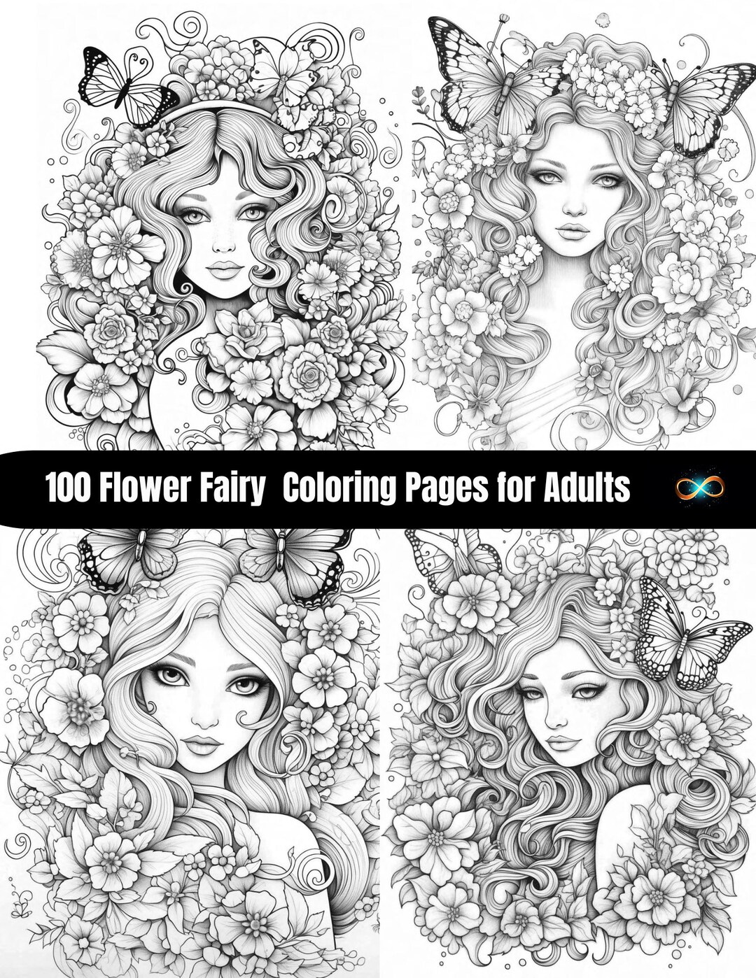 100 Flower Fairy Coloring Pages ,coloring Book for Adults Printable ...