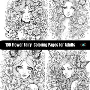 100 Flower Fairy Coloring Pages ,coloring Book for Adults Printable ...