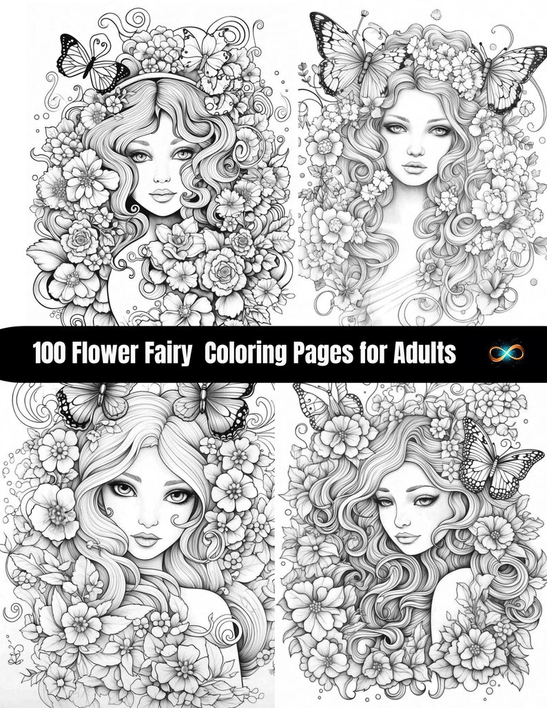 100 Flower Fairy Coloring Pages ,coloring Book for Adults Printable ...