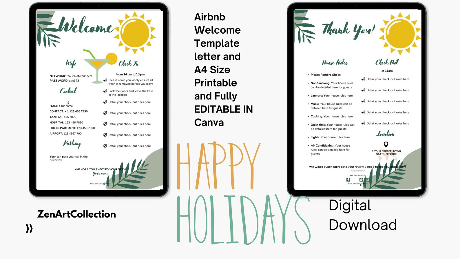 Airbnb Check in Template Canva Editable,airbnb Printable,vacantion ...