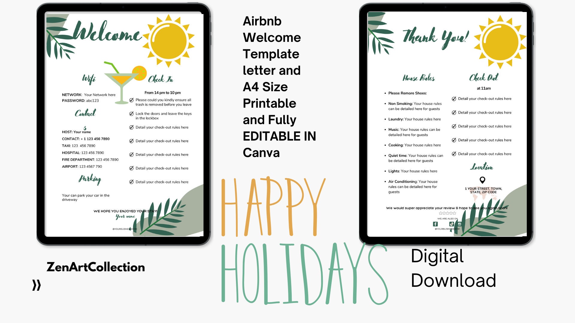 Airbnb Check in Template Canva Editable,airbnb Printable,vacantion ...