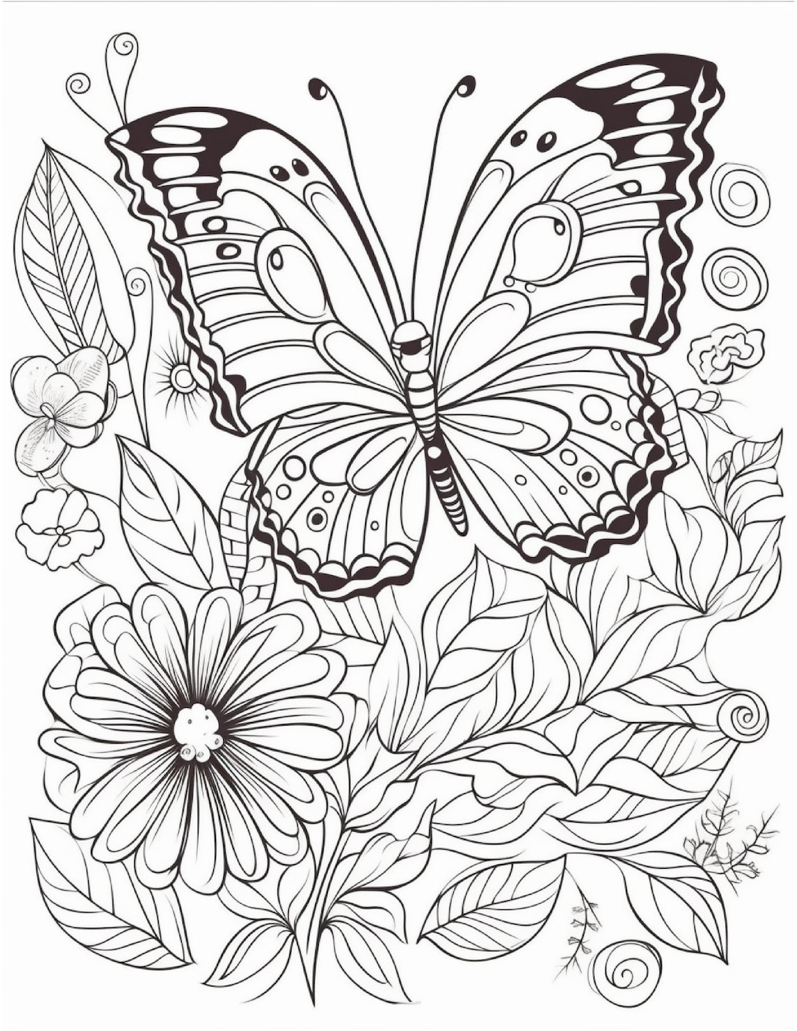 30 Butterfly and Flowers Pages Coloring Book for Adults and Kids ...