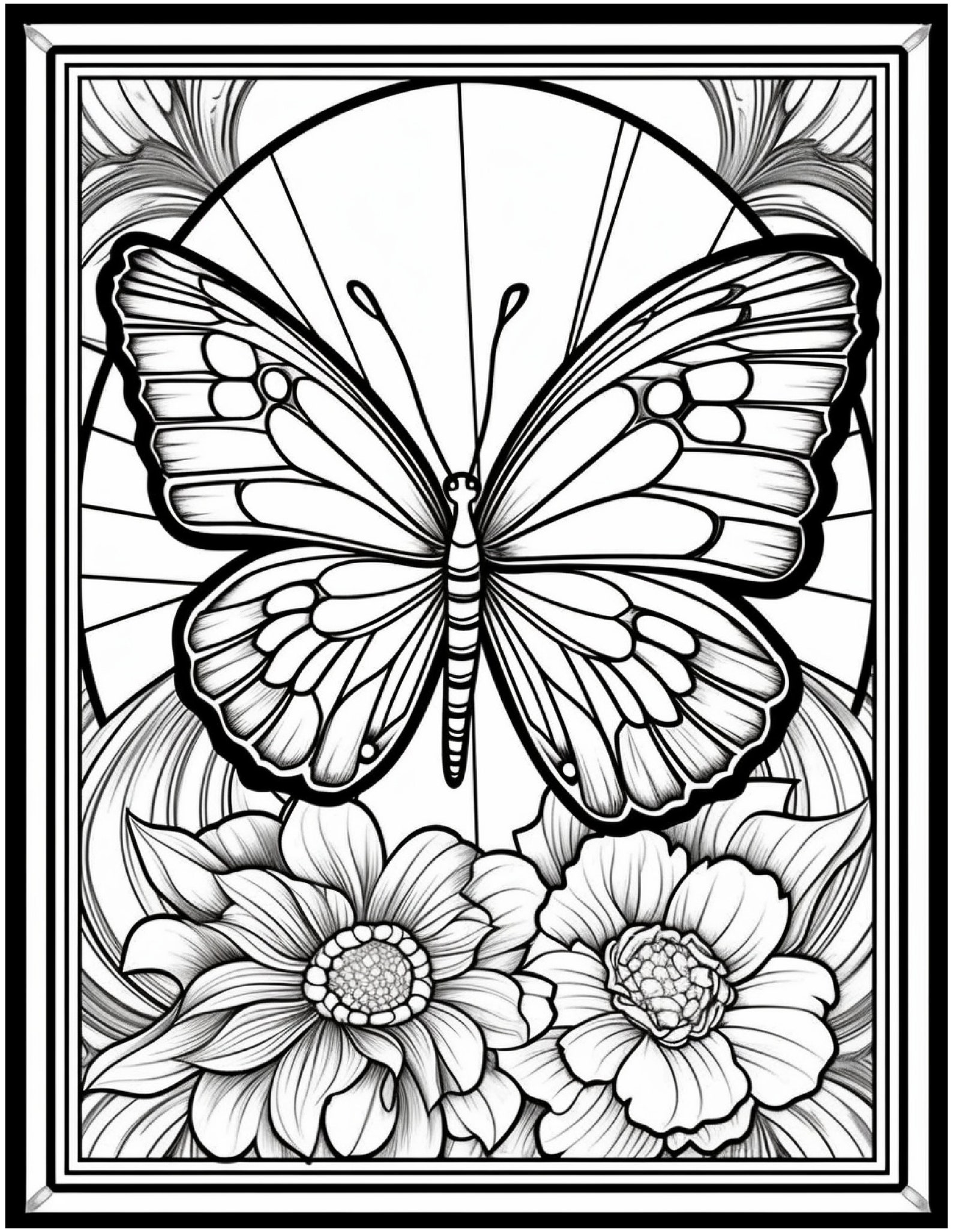 100 Stained Glass Butterflys Pages , Butterfly Coloring Book for Adults ...