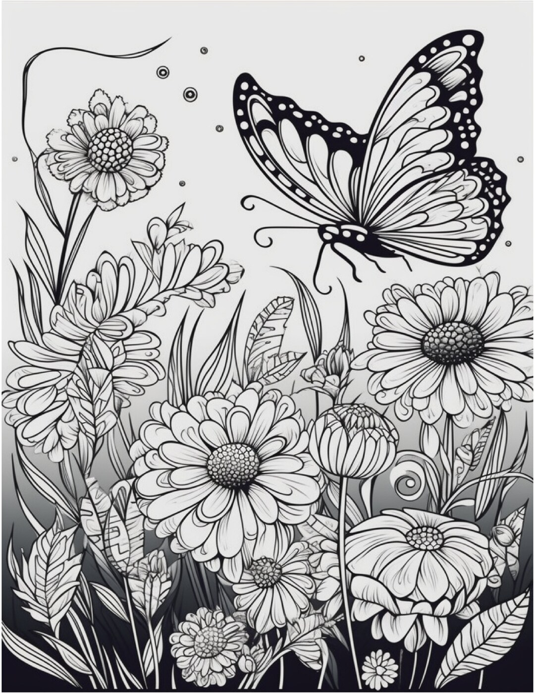 30 Butterfly and Flowers Pages Coloring Book for Adults and Kids ...