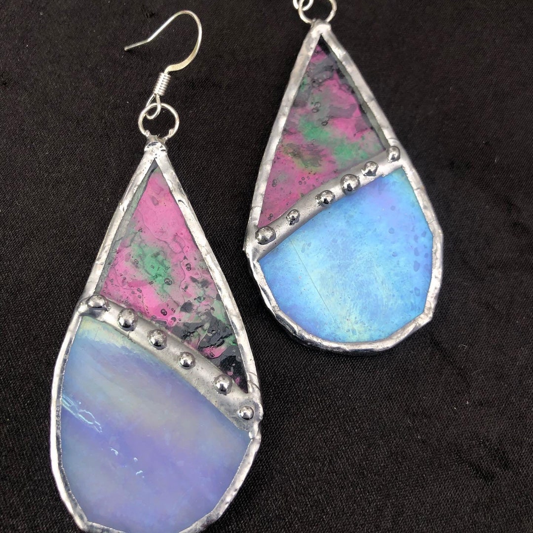 Stained Glass Teardrop Earrings - Etsy