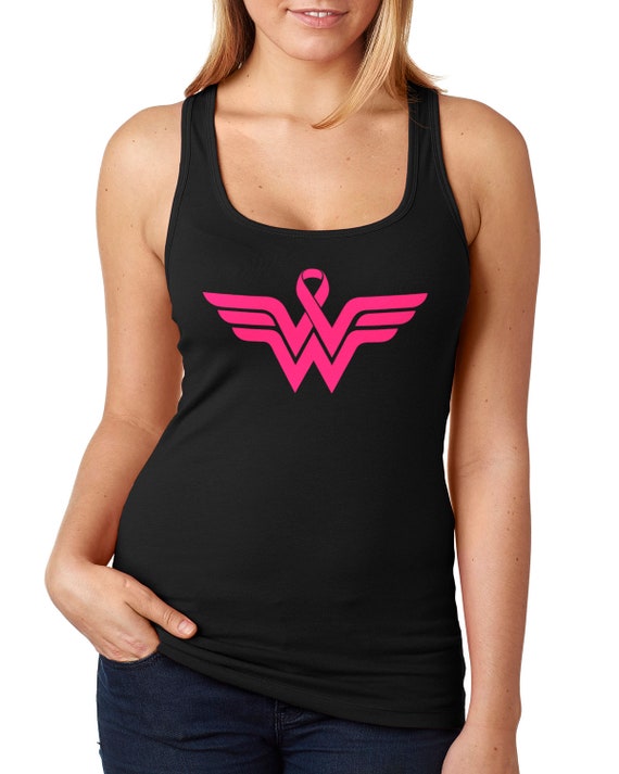 Pink Ribbon Superhero Breast Cancer Awareness Logo Ladies Etsy