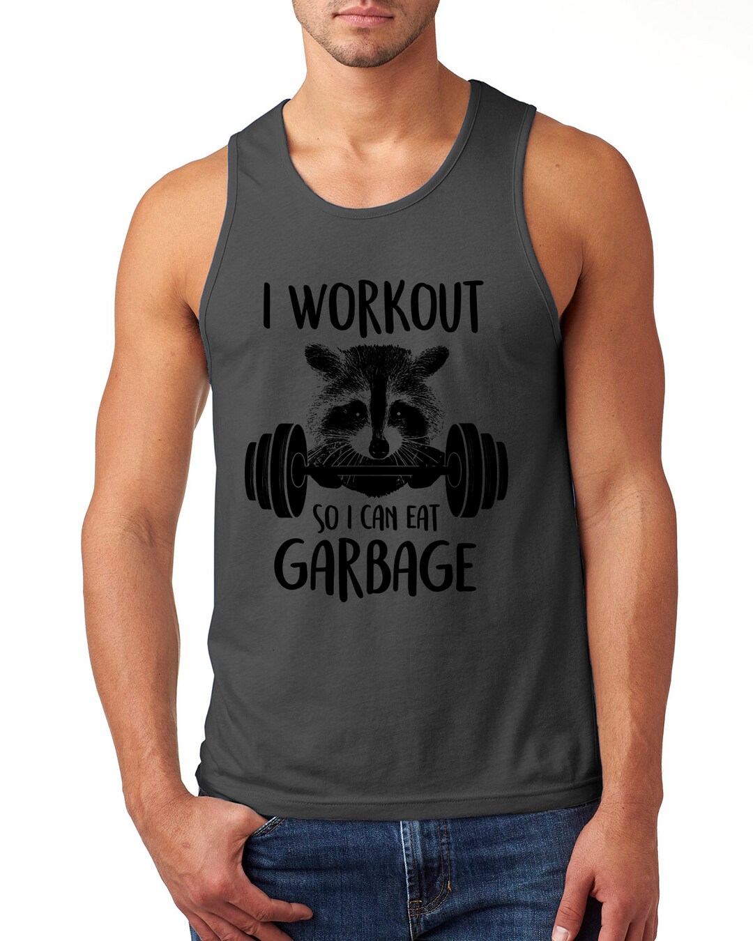 I Workout so I Can Eat Garbage Workout Gear Funny Fitness Pun Men's ...