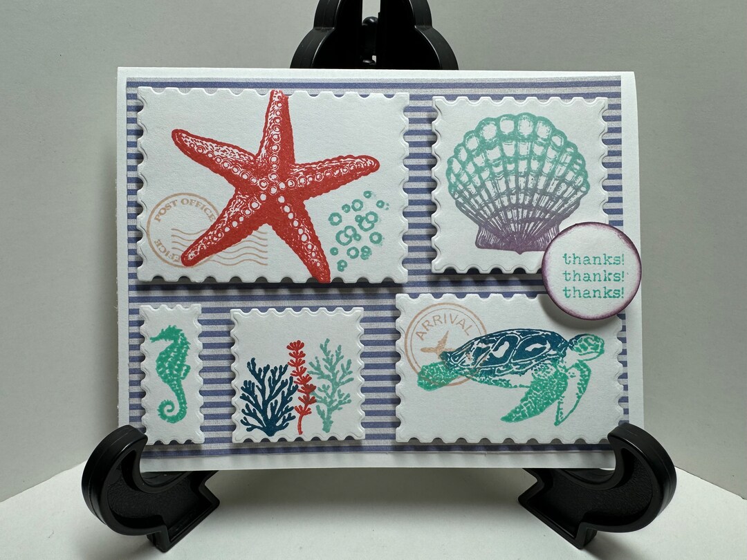 Coastal Postage Stamp Card - Etsy