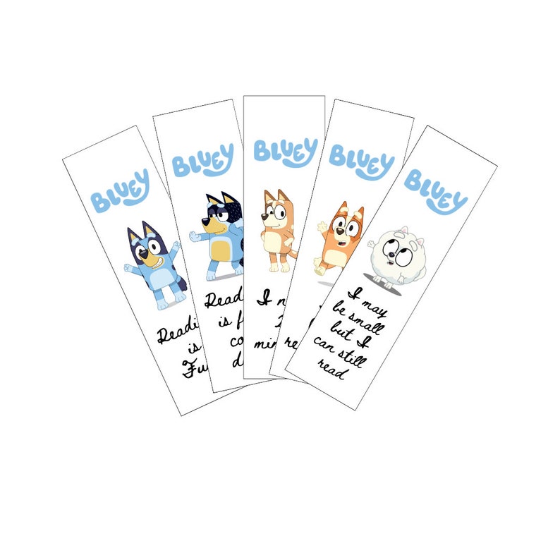Bluey, Bingo, Bandit, Chilli, & Pom Pom Laminated Bookmarks With Clear ...