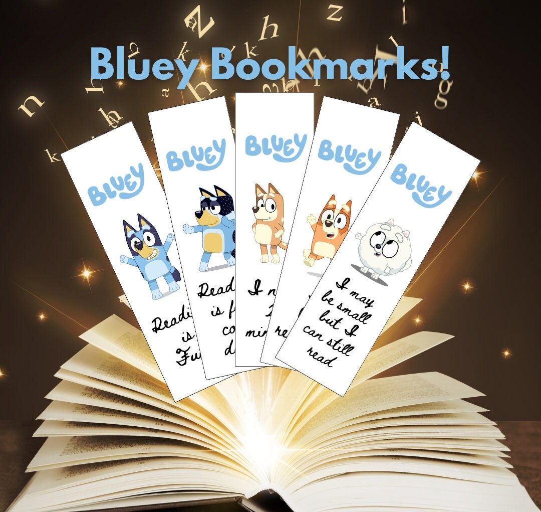 Bluey, Bingo, Bandit, Chilli, & Pom Pom Laminated Bookmarks With Clear ...
