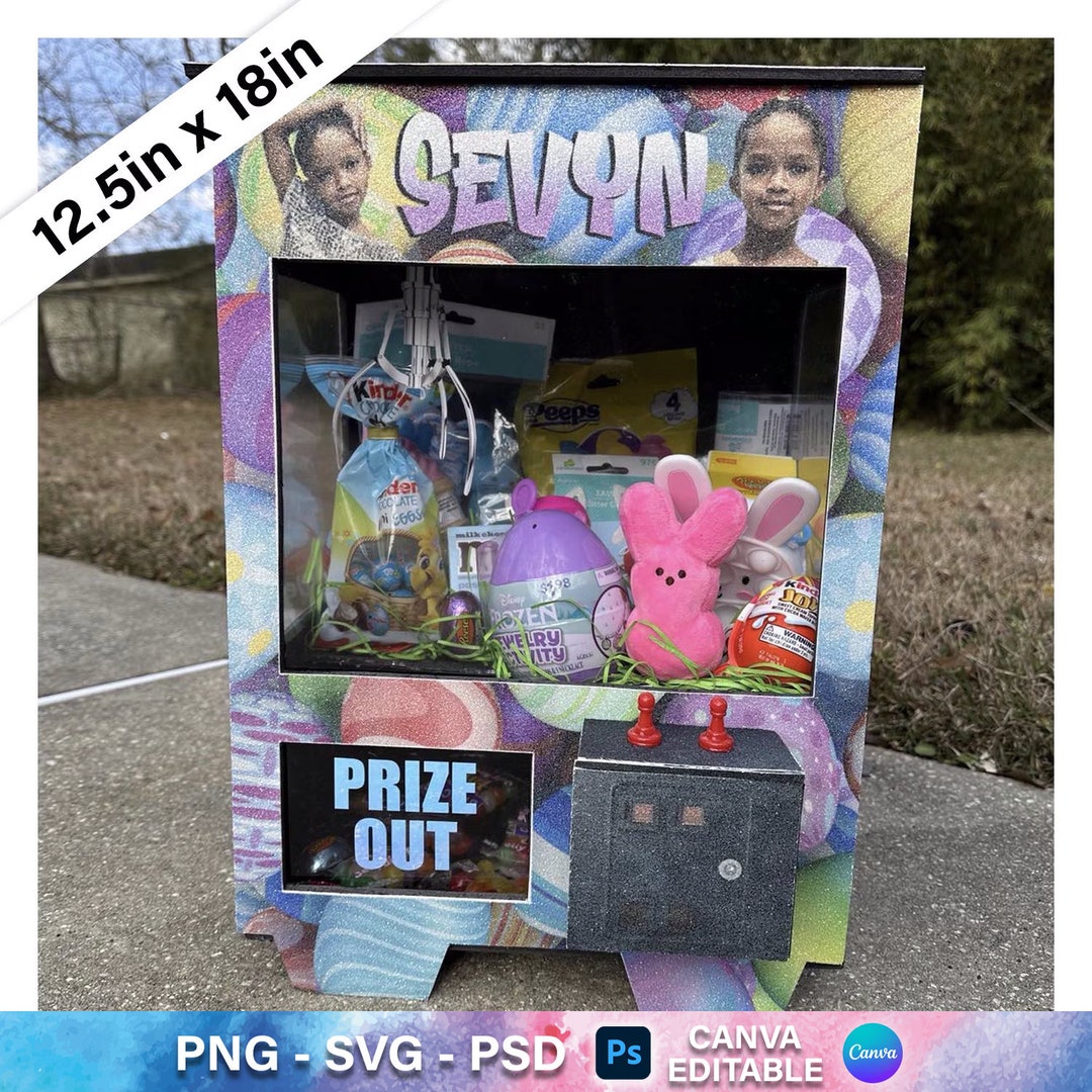 Claw Vending Machine DIY, Easter Basket, Templates, 3D Vending, Canva ...