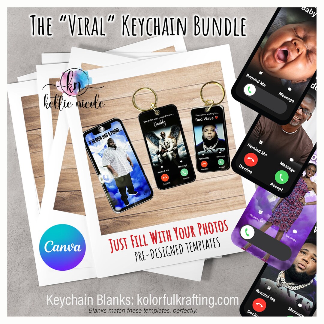 Pre-designed Memorial Keychain Kit: PNG Files & Canva Templates ...