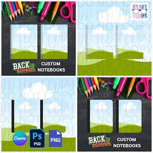 Spiral Bound & Composition Notebook Mock-up Template, Canva, PSD, PNG ...