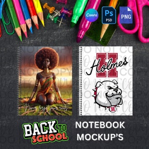 Spiral Bound & Composition Notebook Mock-up Template, Canva, PSD, PNG ...