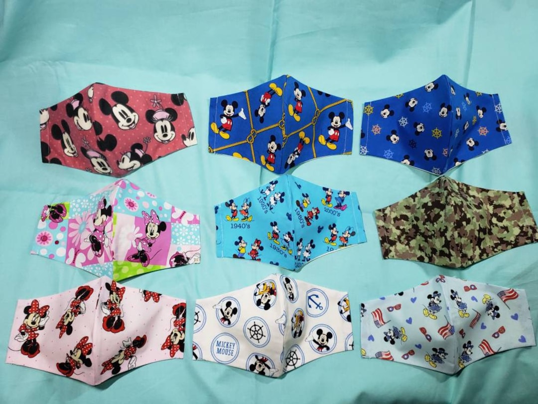Mickey Mouse/minnie Mouse Face Mask-2layers 100%cotton With Filter ...