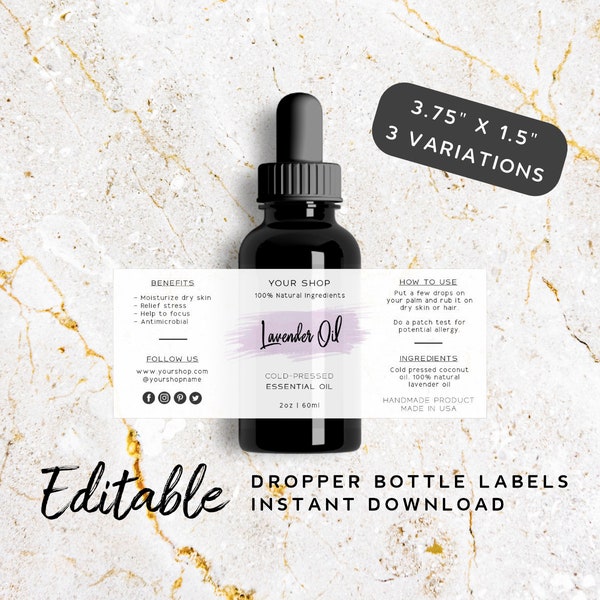 Dropper Bottle Label - Etsy