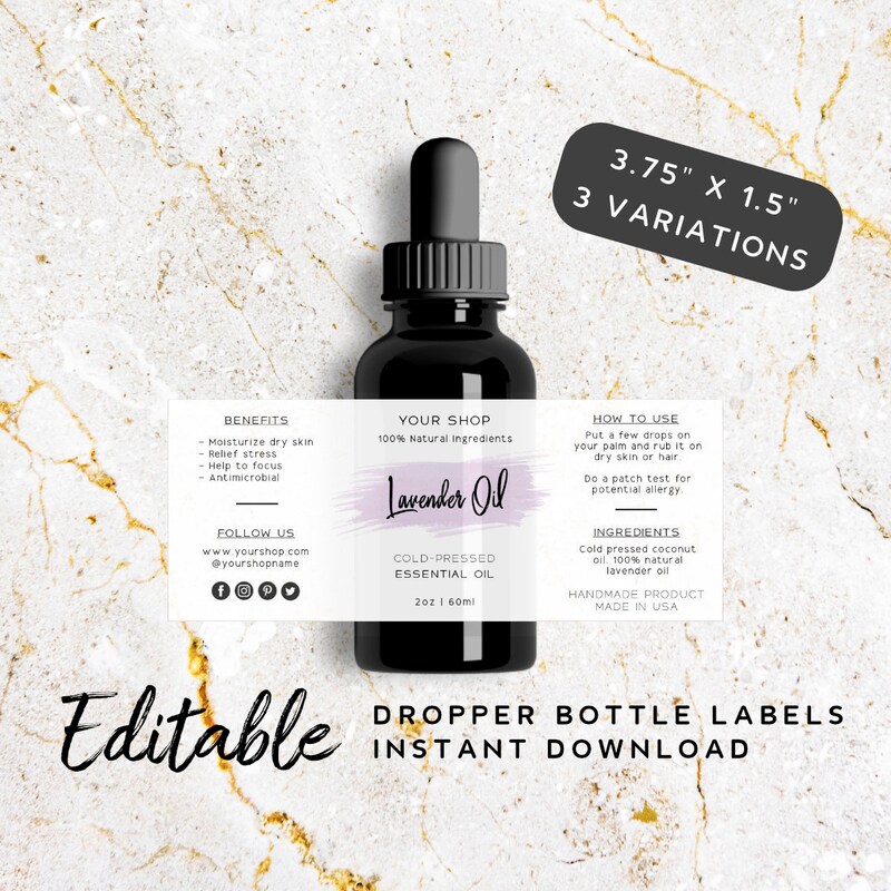 Dropper Bottle Label - Etsy