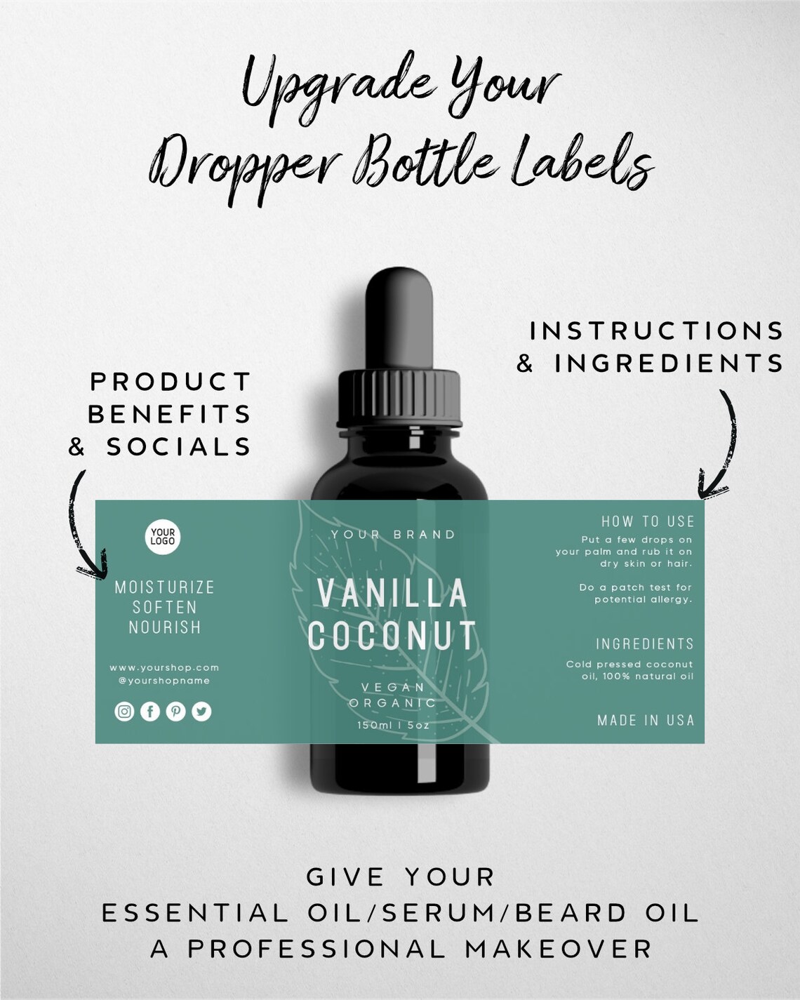 Colorful Dropper Label Template Label Bottle Design Face - Etsy