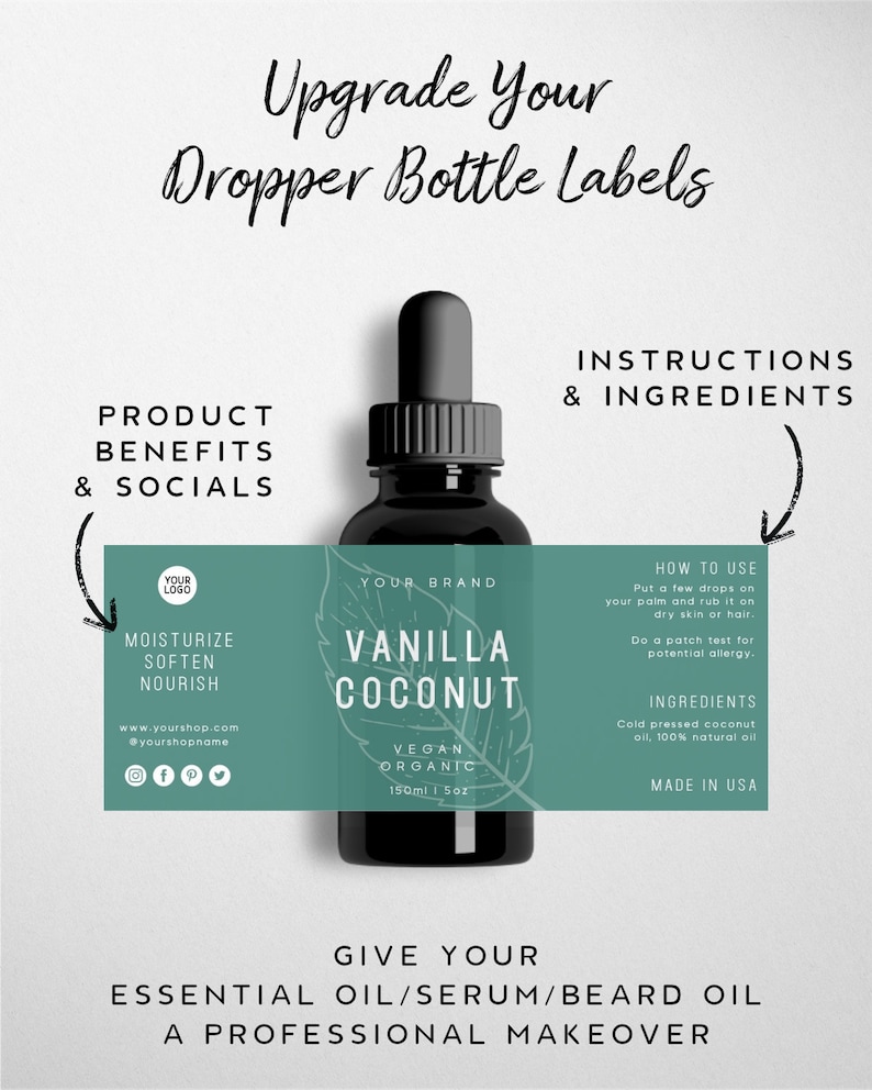 Colorful Dropper Label Template Label Bottle Design Face - Etsy
