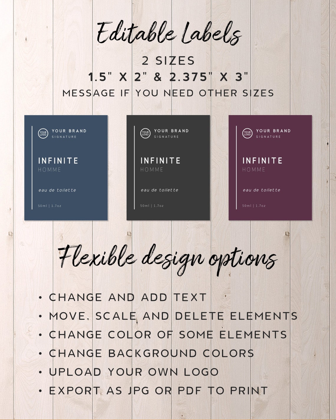 Dark Product Label Printable Editable Label Template Body - Etsy