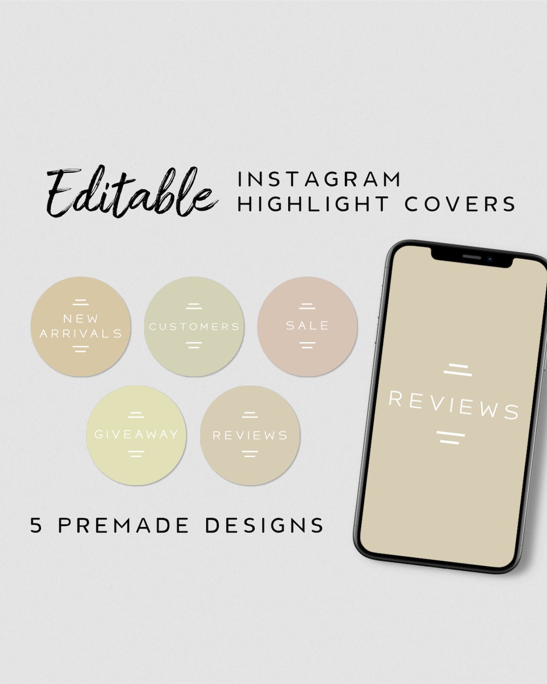 Neutral Instagram Cover Icons - Muted, Skin Tone, Editable Instagram ...