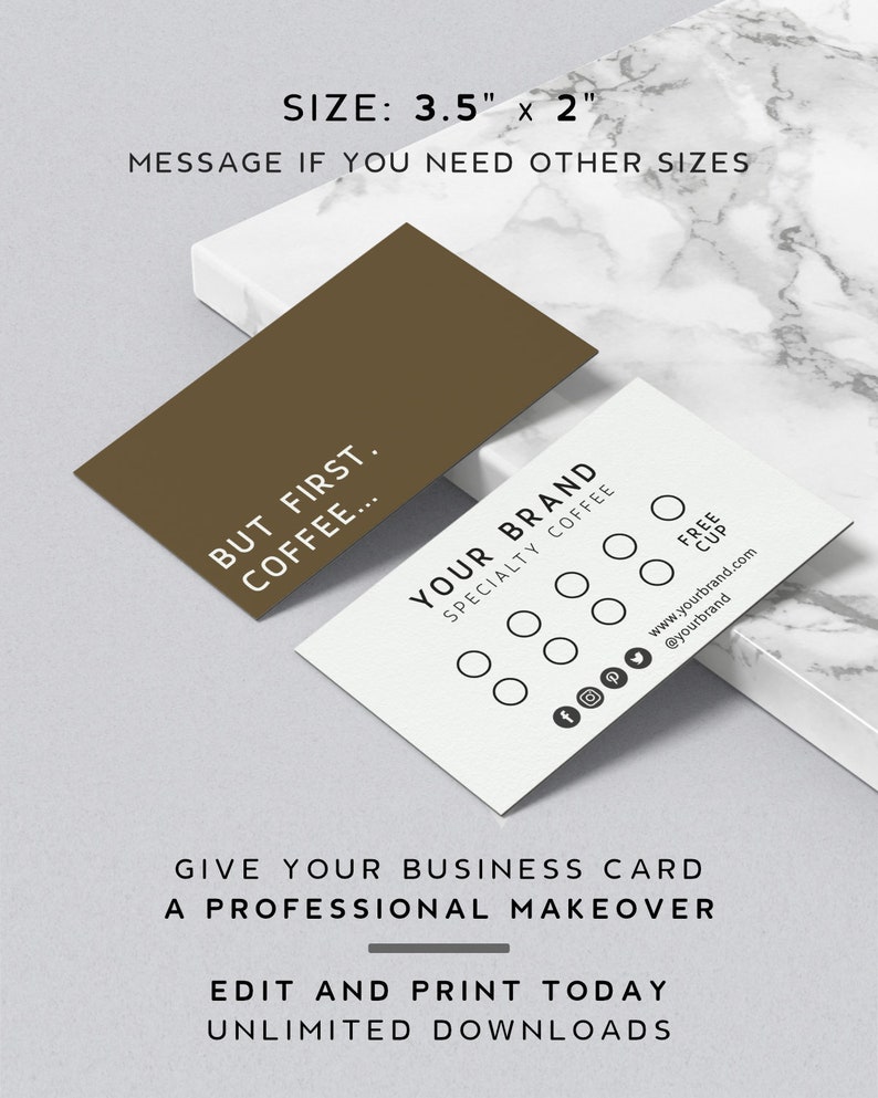 Coffee Loyalty Card Template Coffee Rewards Card Printable - Etsy