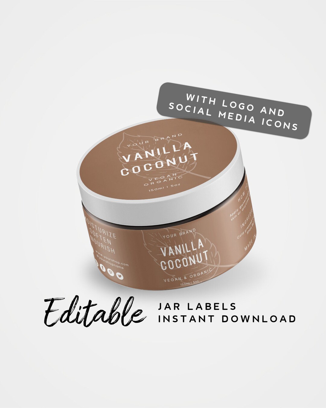 Brown Floral Cosmetic Jar Label Design - Etsy