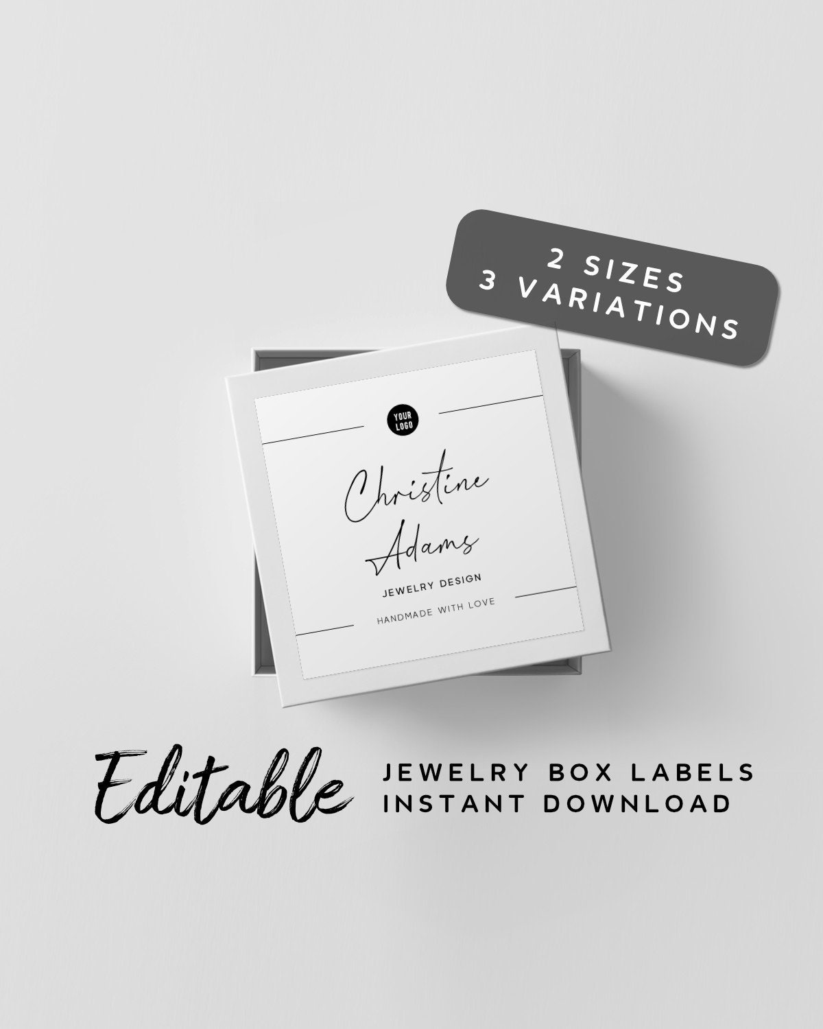 White Box Label for Handmade Items Minimal Product Label - Etsy