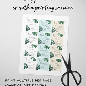 Monstera 10ml Roller Bottle Label Template - DIY Oil Blend Label Design ...