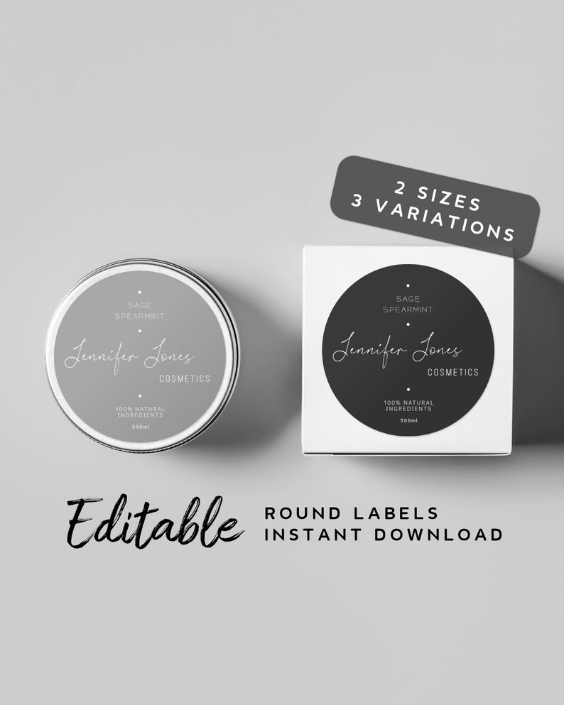 Editable Round Label for Lid Personal Brand Label Design - Etsy