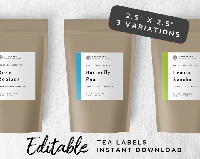 Printable Tea Label Template Editable Product Label Natural - Etsy