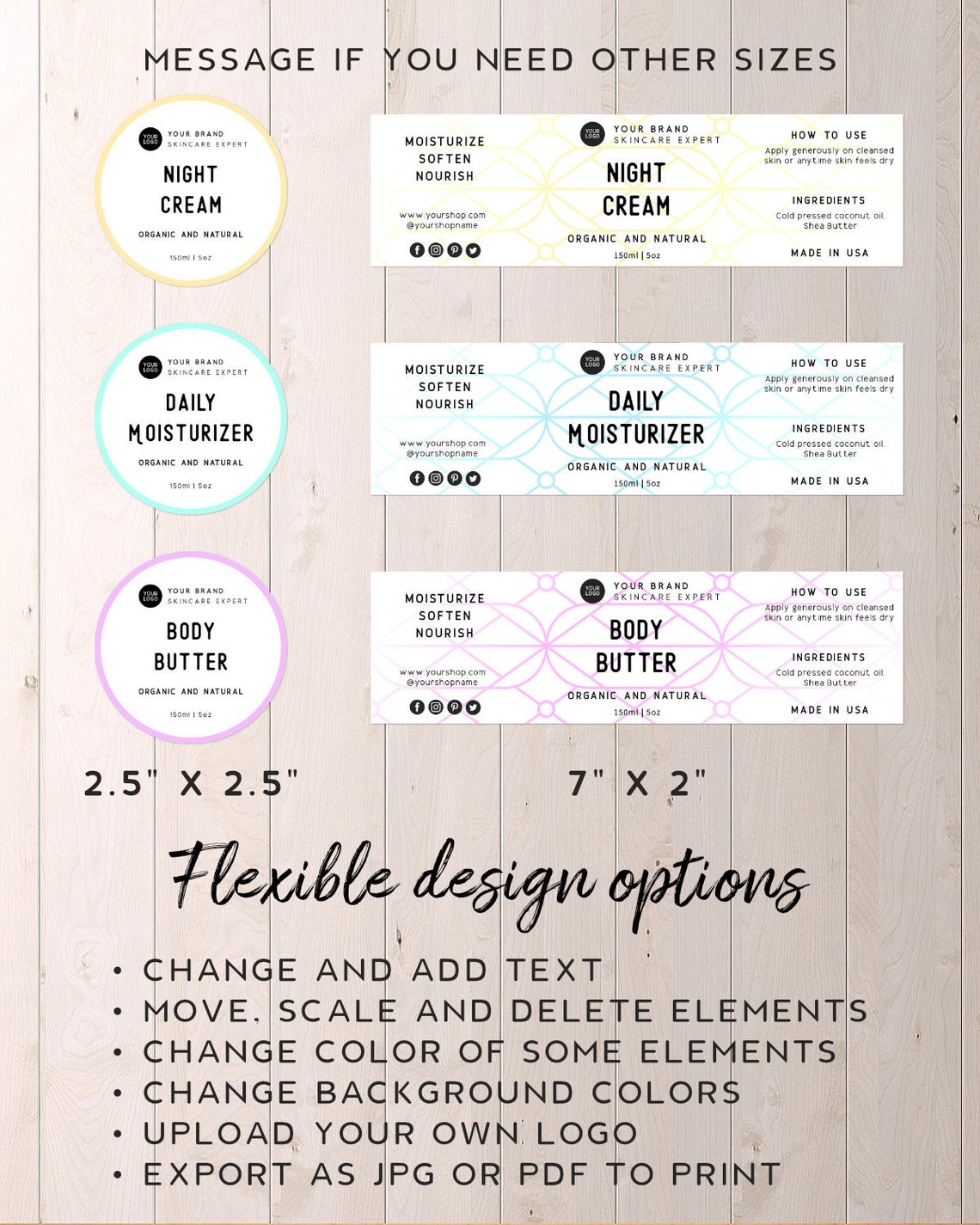 Moisturizer Label Editable Branding for Business Printable | Etsy