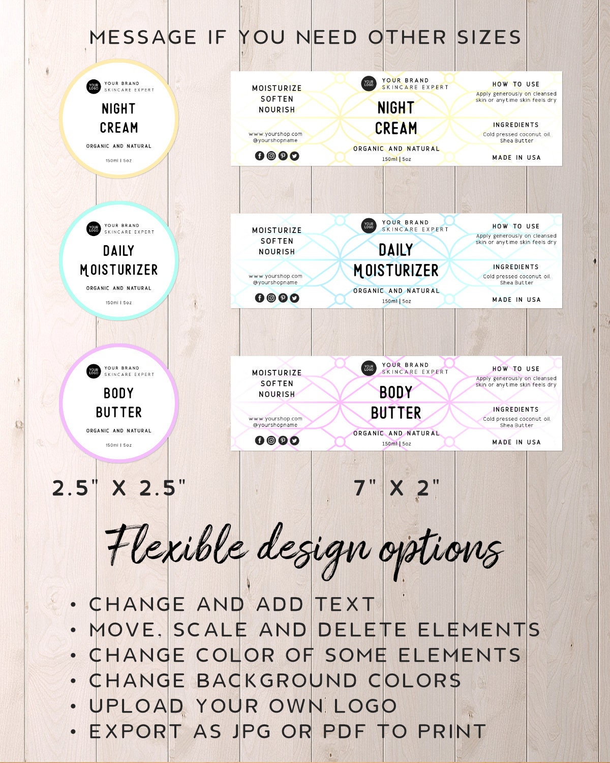 Moisturizer Label Editable Branding for Business Printable | Etsy