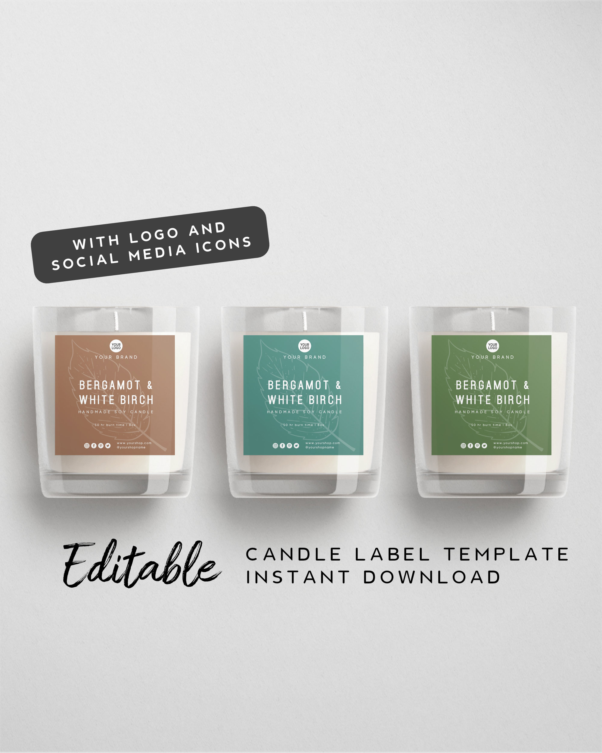 Earthy Editable Candle Label Template Minimal Style Candle - Etsy
