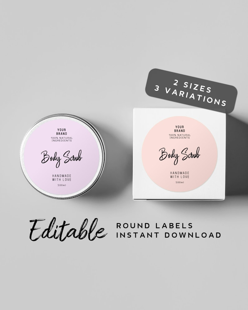 Circle Lid Label Design Body Scrub Label Template Round - Etsy