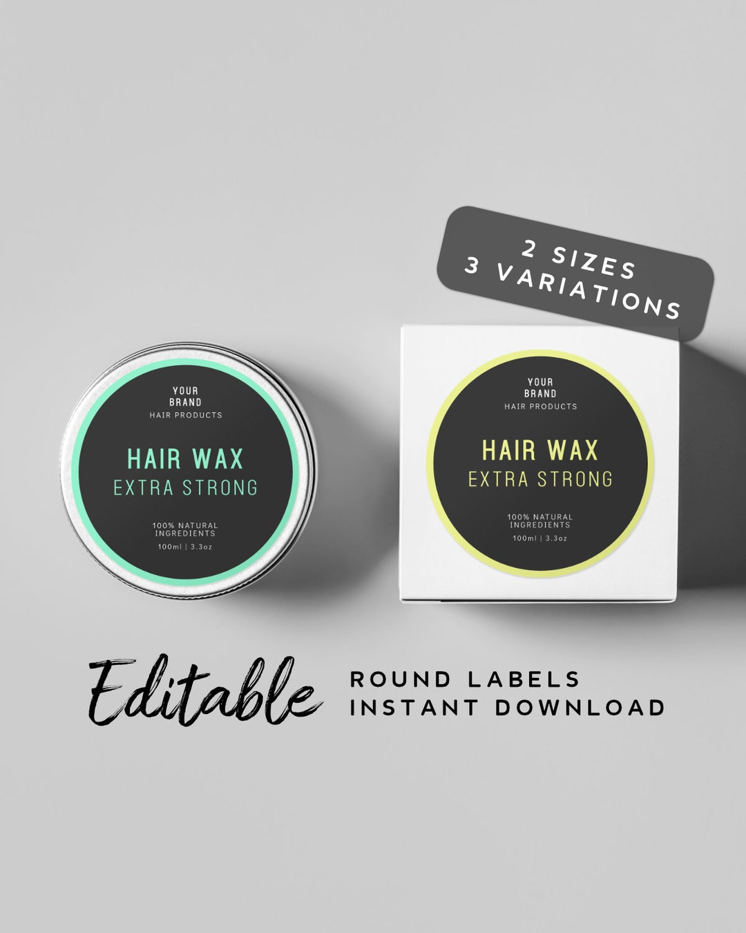 Round Label for Lid - Hair Product Label, Hair Wax Label, Circle Label ...