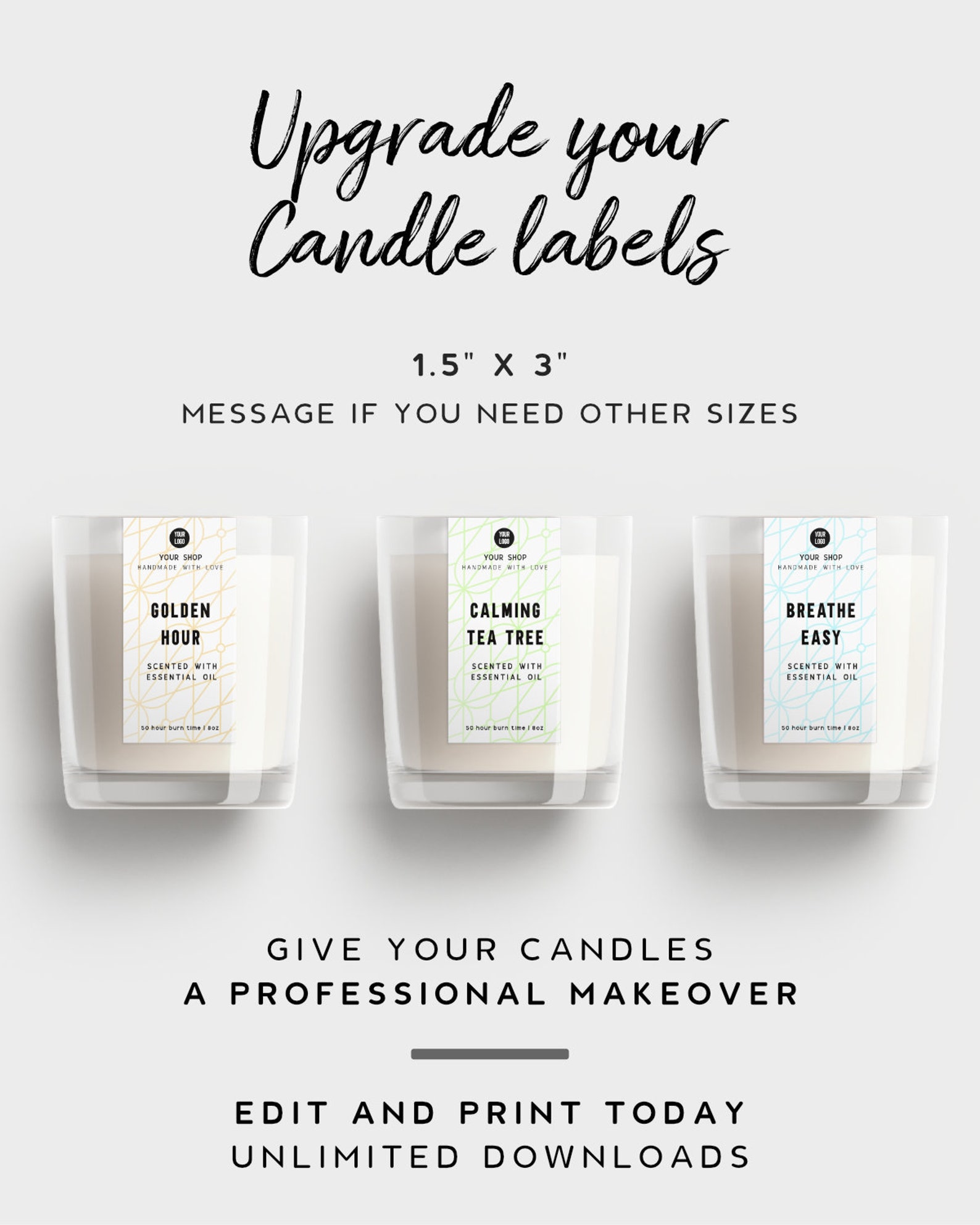 Jar Candle Label Template Product Label Template Editable | Etsy