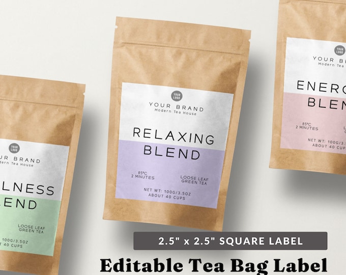 Editable Container Label Template - Printable Product Label Design, Tea ...