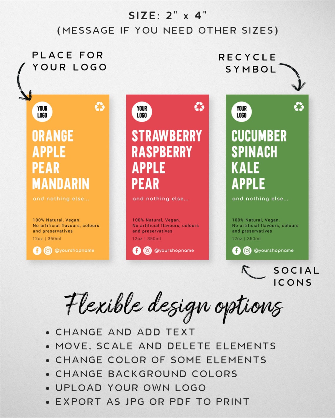 Juice Bottle Label Juice Label Beverage Label Green Juice - Etsy