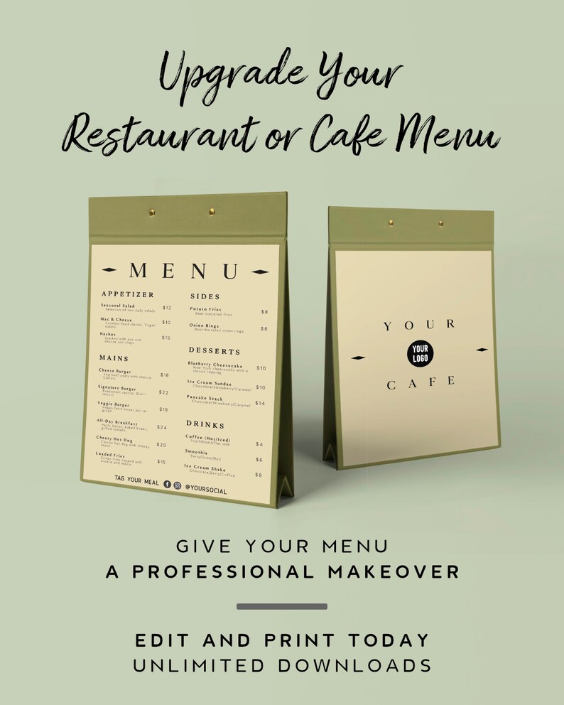 Yellow Restaurant Menu Download Menu Cover Design Editable - Etsy