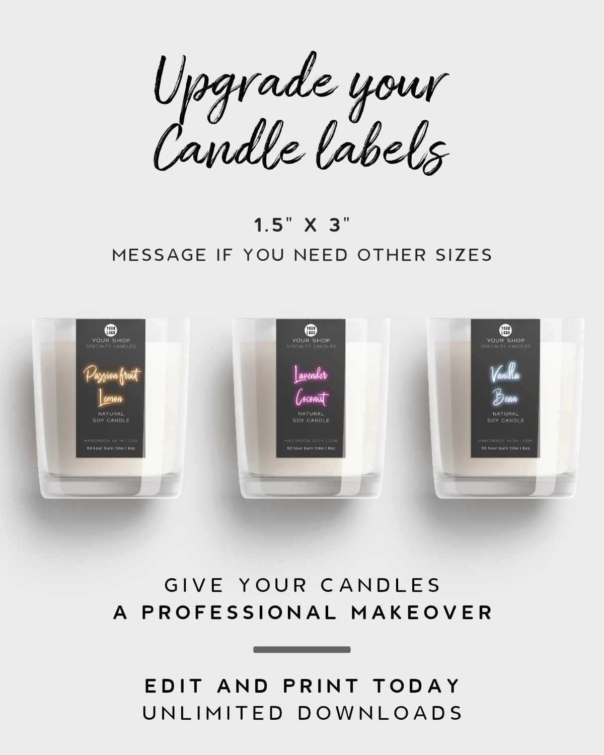 Black Candle Label Template Printable Candle Label | Etsy