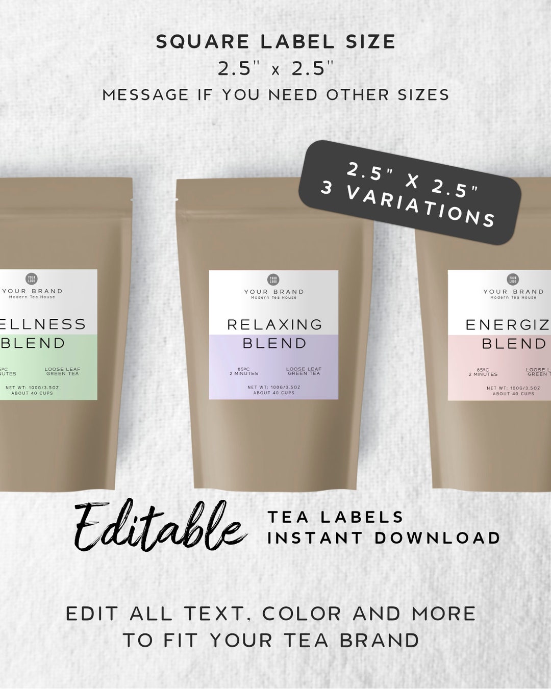 Editable Container Label Template Printable Product Label Design, Tea ...