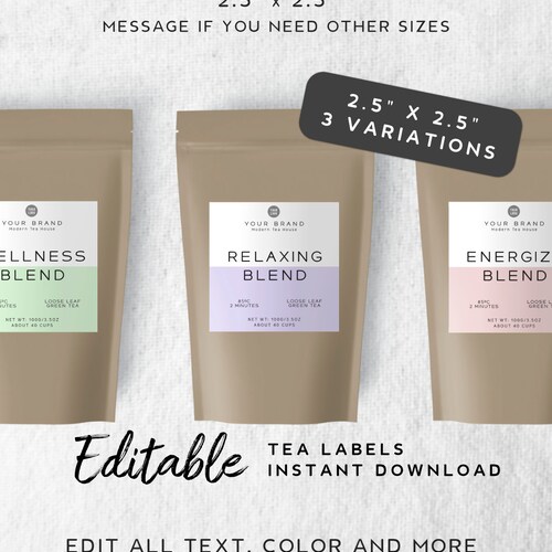 Printable Tea Label Template Business Label Editable - Etsy