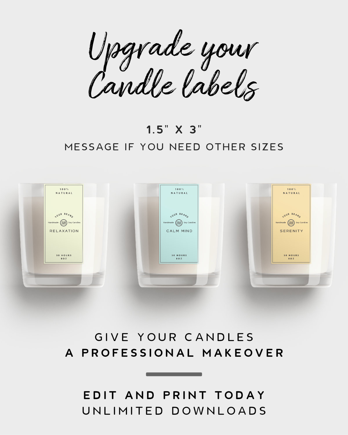 Editable Candle Jar Label - Product Label for Candle, Label for Jars ...