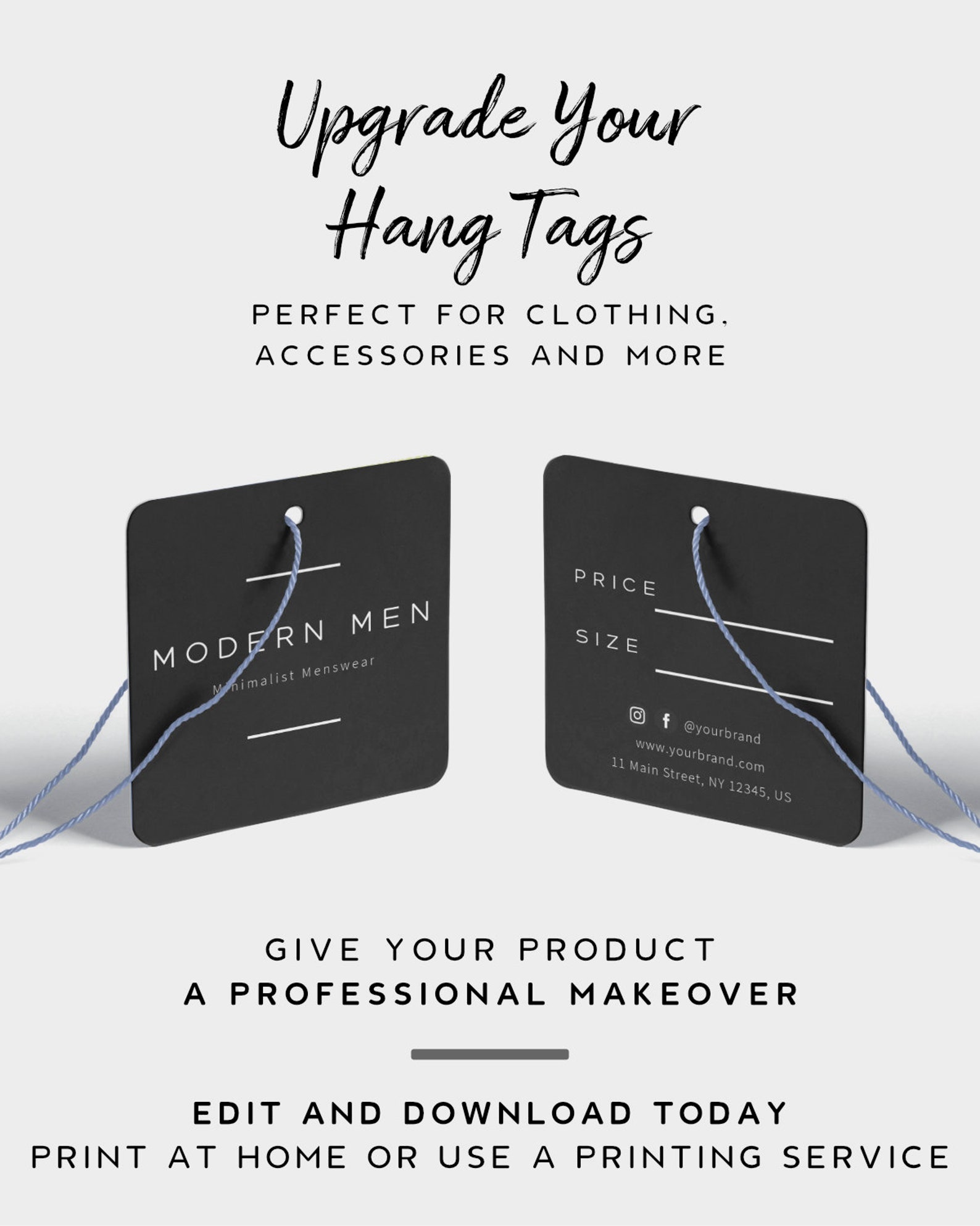 Printable Black Hang Tag Template Minimalist Tag Design DIY - Etsy