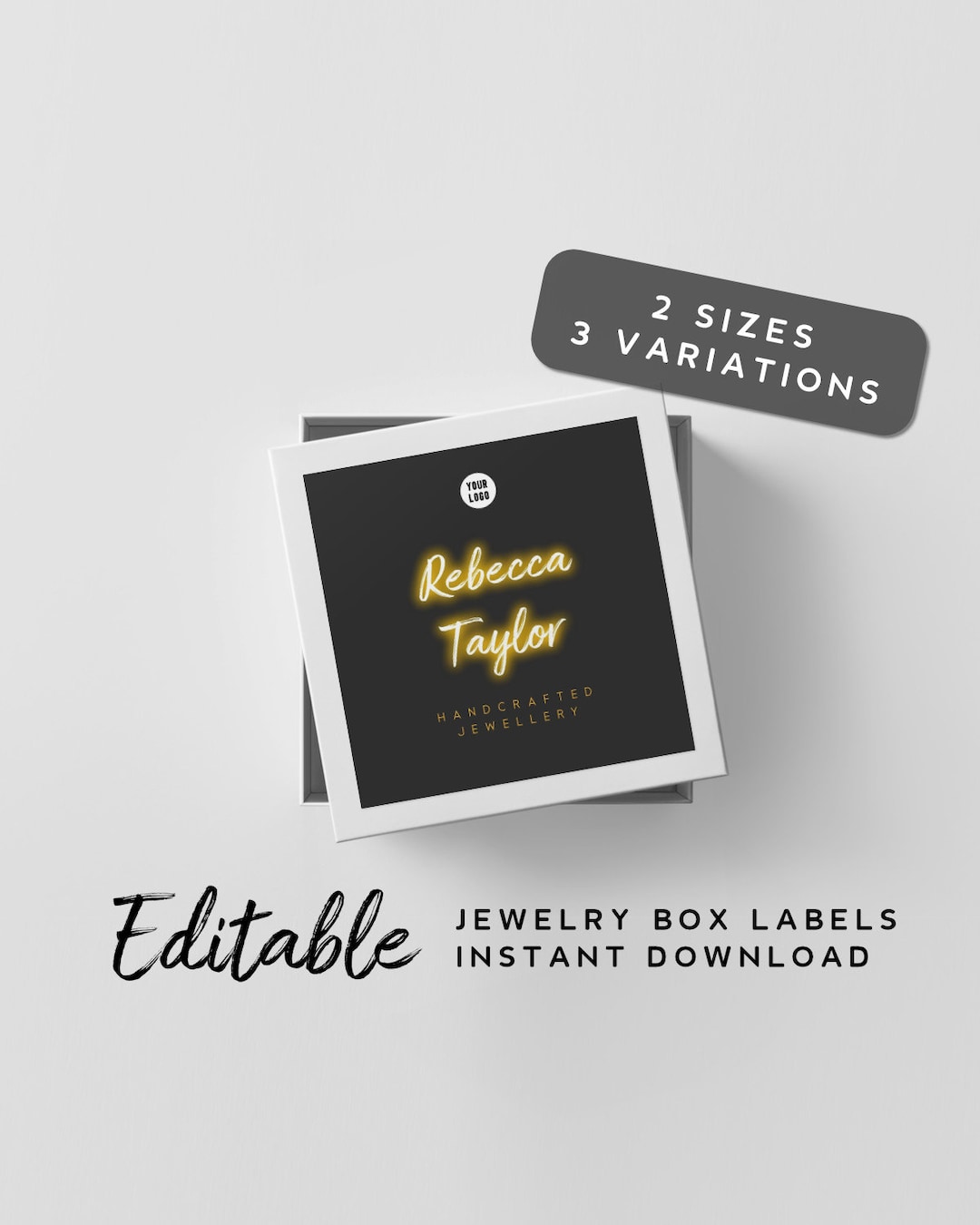 Jewelry Box Label Template - Product Packaging Label, Instant Download ...