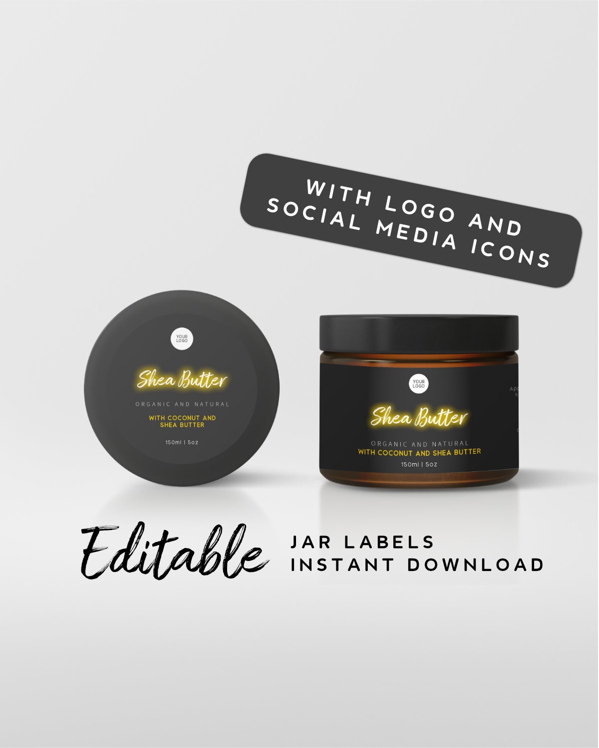 Neon Sign Product Label Black Label for Jars DIY Label | Etsy