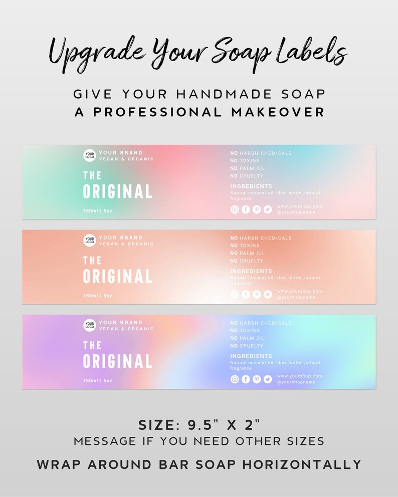 Bar Soap Label Template Printable Soap Band Packaging | Etsy